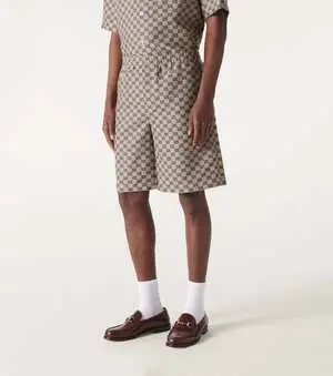 Gucci Gg Linen-blend Shorts - Beige