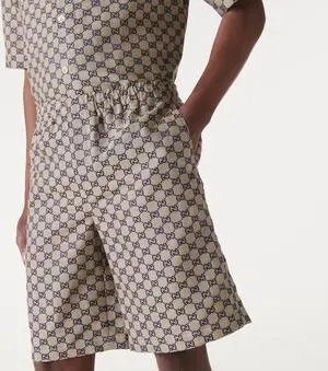 Gucci Gg Linen-blend Shorts - Beige