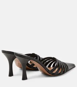 Paris Texas Nadia 85 Cutout Leather Mules - Black