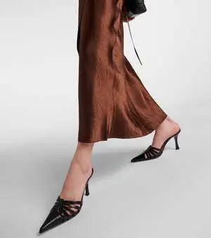 Paris Texas Nadia 85 Cutout Leather Mules - Black