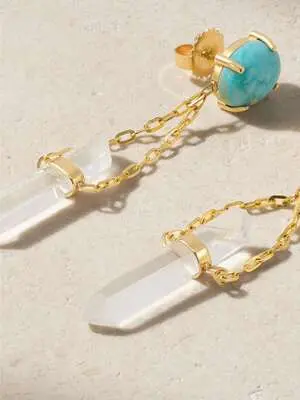 Jia Jia Mona Lisa 14-karat Gold, Quartz And Turquoise Earrings