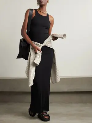 Eterne Emma Ribbed Maxi Skirt - Black