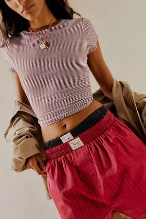 Free People Morning Pages Baby Tee Cinnamon Stripe
