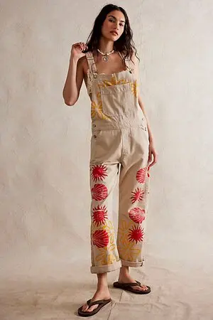 Free People We The Free Ziggy Printed Overalls - Surf Grove