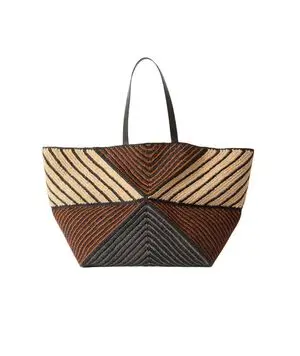Loewe Paula's Ibiza Puzzle Fold Raffia Tote Bag - Multi