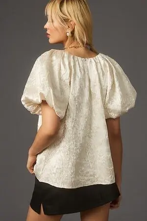 Endless Rose Crkle Short-sleeve Puff Blouse