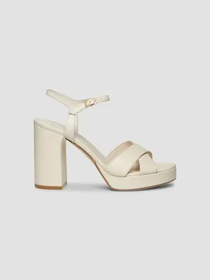 STUART WEITZMAN Dayna 100mm Metallic Leather Platform Sandals - Seashell