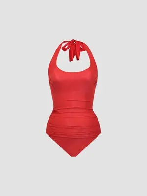 Miraclesuit Rock Solid Utopia Halter One-piece Swimsuit - Cayenne