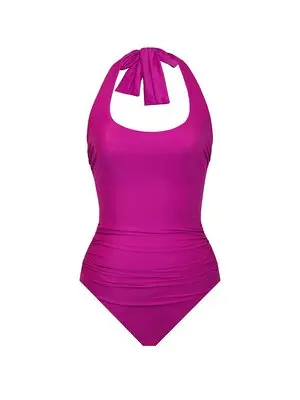 Miraclesuit Rock Solid Utopia Halter One-piece Swimsuit Framboise