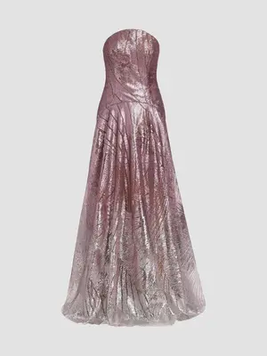 Rene Ruiz Collection Sequined Strapless A-line Gown - Multi