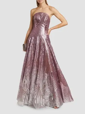 Rene Ruiz Collection Sequined Strapless A-line Gown