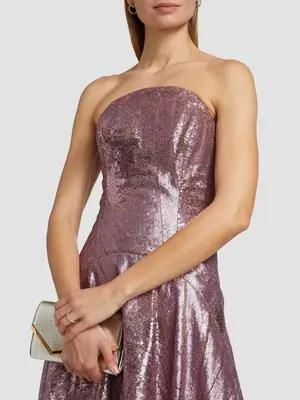 Rene Ruiz Collection Sequined Strapless A-line Gown