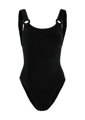 Hunza G Domino Seersucker One-piece Swimsuit - Black