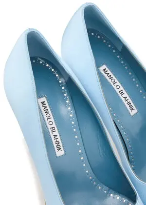 Manolo Blahnik Palos 90 Embellished Satin Pumps - Light Blue