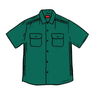 Supreme Logo Rib Short Sleeve Work Shirt - Green