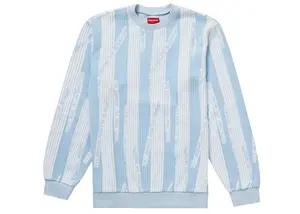 Supreme Textured Stripe Crewneck Sweatshirt - Light Blue