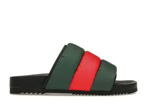 Gucci Padded Web Slide - Green/red Web
