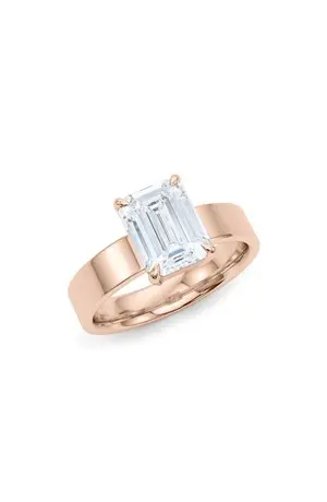 HAUTECARAT 18k Gold Emerald Cut Lab Grown Diamond Ring - 2.00ctw 18k Rose Gold