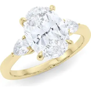 HAUTECARAT HauteCarat Oval And Pear Cut Lab-Created Diamond Ring 18k Yellow Gold