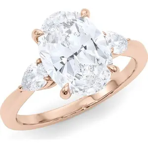 HAUTECARAT HauteCarat Oval And Pear Cut Lab-Created Diamond Ring 2.50ctw 18k Rose Gold