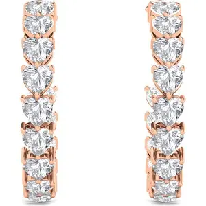 HAUTECARAT Heart Lab Created Diamond Hoop Earrings - 18k Rose Gold