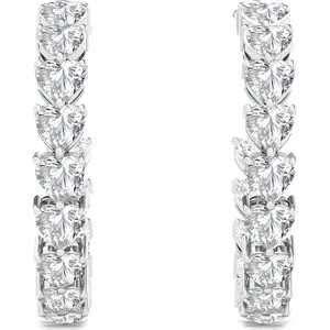 HAUTECARAT Heart Lab Created Diamond Hoop Earrings - 18k White Gold