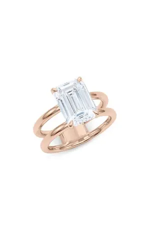 HAUTECARAT Emerald Cut Lab-created Diamond Ring - 2.50ctw 18k Rose Gold