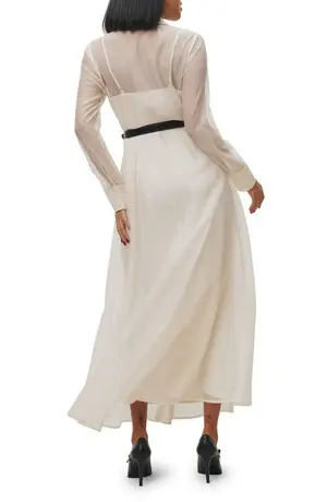 cream lace dress long Cream White Lace Off-the-Shoulder Evening Gown with Sheer Overlay main image 1