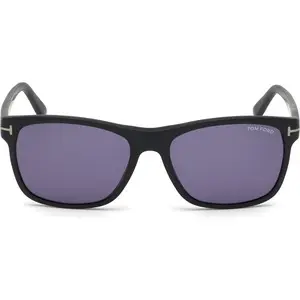 TOM FORD Giulio Geometric Sunglasses - Matte Black/blue Smoke