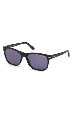 TOM FORD Giulio Geometric Sunglasses - Matte Black/blue Smoke