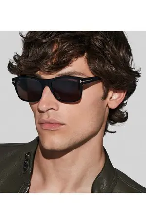 TOM FORD Giulio Geometric Sunglasses - Matte Black/blue Smoke