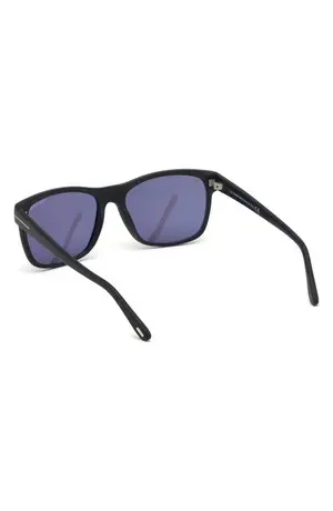 TOM FORD Giulio Geometric Sunglasses - Matte Black/blue Smoke