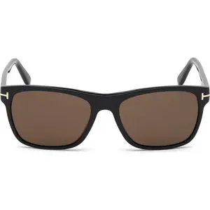 TOM FORD Giulio Geometric Sunglasses - Shiny Black/brown