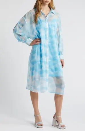 DRESSED IN LALA Sheer Shirtdress