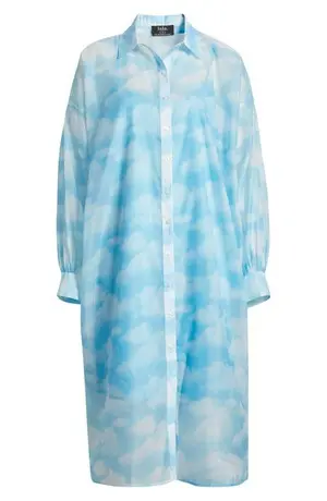 DRESSED IN LALA Sheer Shirtdress