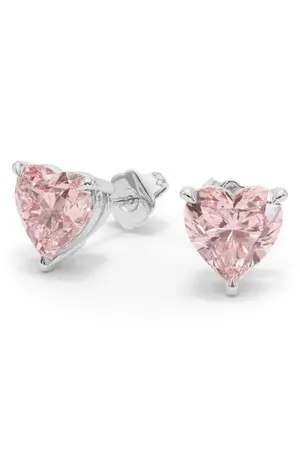 HAUTECARAT Lab-created Diamond Heart Stud Earrings - 18k White Gold