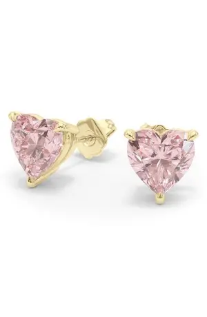 HAUTECARAT Lab-created Diamond Heart Stud Earrings - 18k Yellow Gold