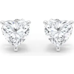 HAUTECARAT Lab Grown Diamond Heart Stud Earrings - 18k White Gold