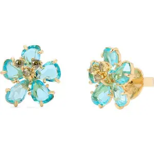 Kate Spade New York Cubic Zirconia Flower Stud Earrings - Blue Gold