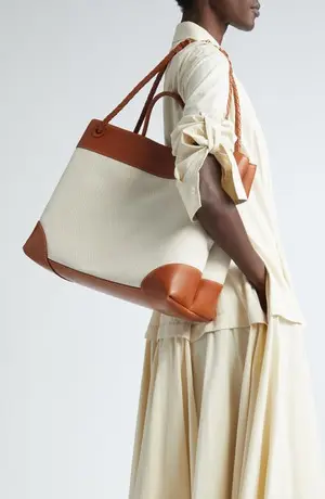 Bottega Veneta Large Andiamo Canvas Shoulder Bag - Brown