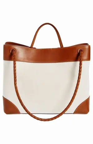 Bottega Veneta Large Andiamo Canvas Shoulder Bag - Brown