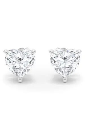 HAUTECARAT Lab Grown Diamond Heart Stud Earrings - 18k White Gold