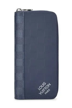 LOUIS VUITTON Navy Damier Infini Zippy Vertical Wallet Navy