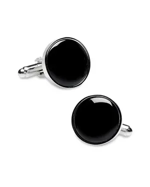 CUFFLINKS, INC. Silver-tone Onyx Inlay Round - Black