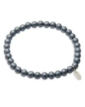 JAN LESLIE Matte Hematite Beaded Bracelet - Grey