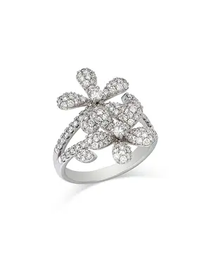 Bloomingdale'S Diamond And 14k Gold Flower Ring - White