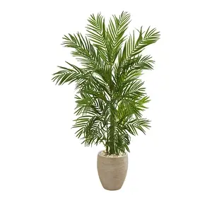 NEARLY NATURAL 5ft. Areca Palm Artificial Tree In Sand Colored Planter - Green