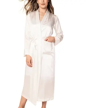 PETITE PLUME Silk Long Robe - White