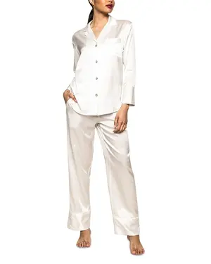 PETITE PLUME Silk Pajama Set - White
