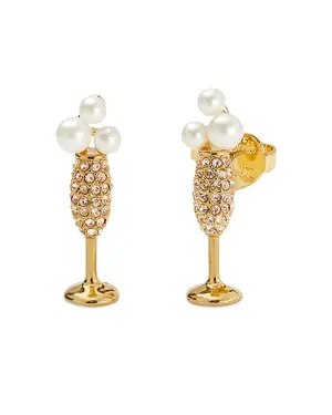 Kate Spade New York Cheers To That Stud Earrings - Gold/white
